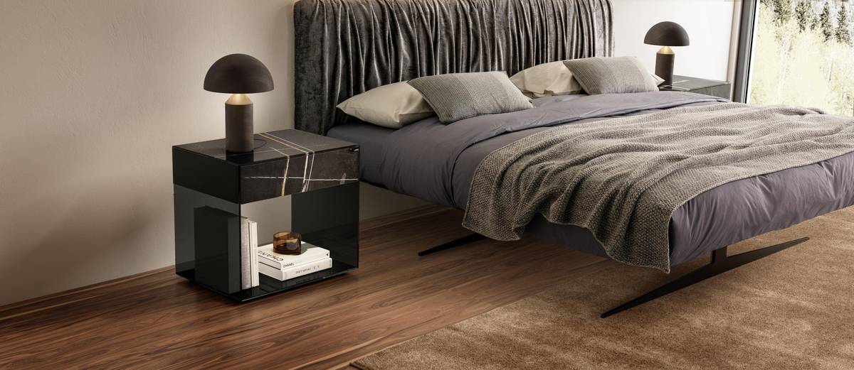 Modern Nightstand Glass Legs: UpGlass Bedside Tables | LAGO