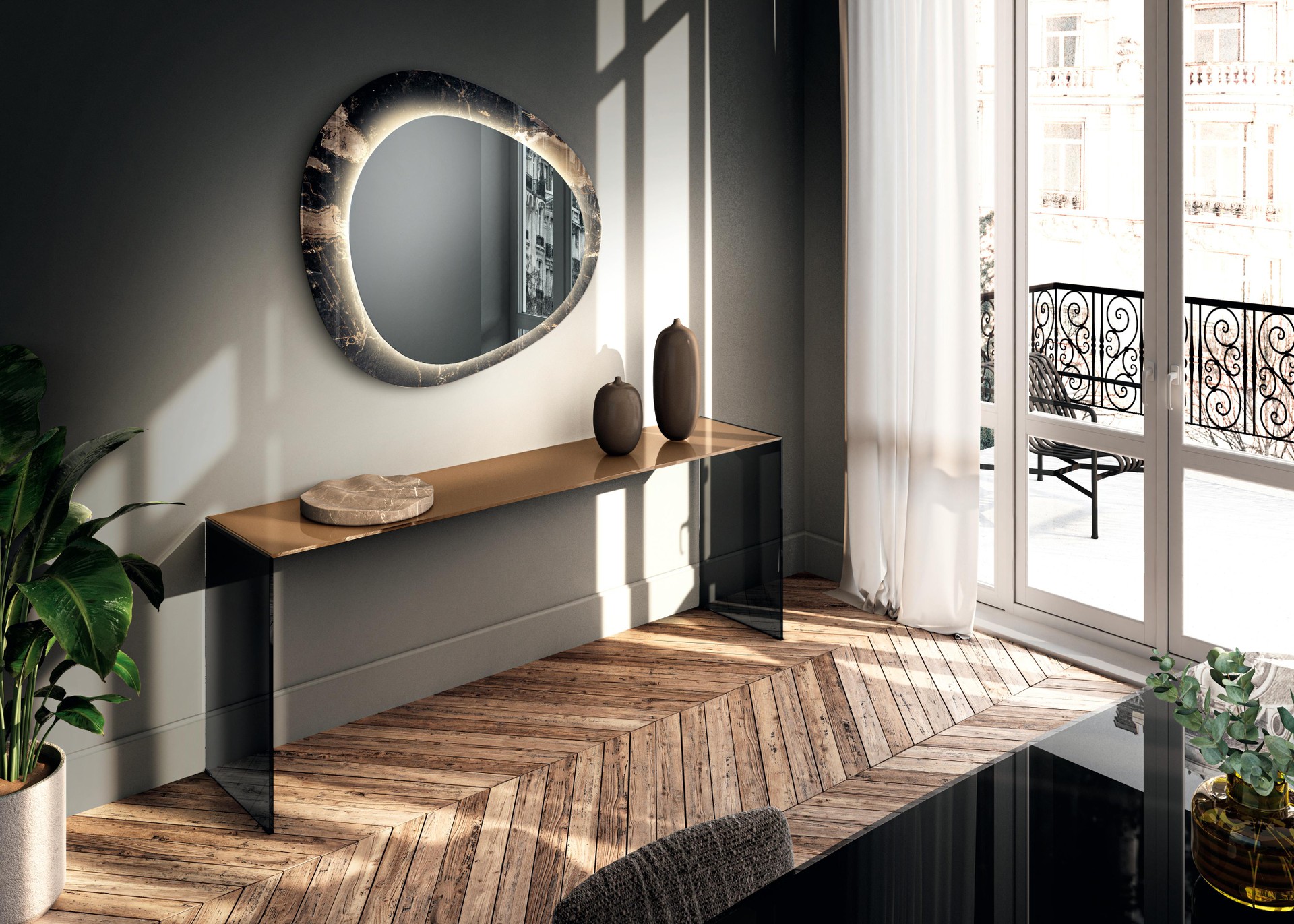 Specchio con cornice materica Era | LAGO Design